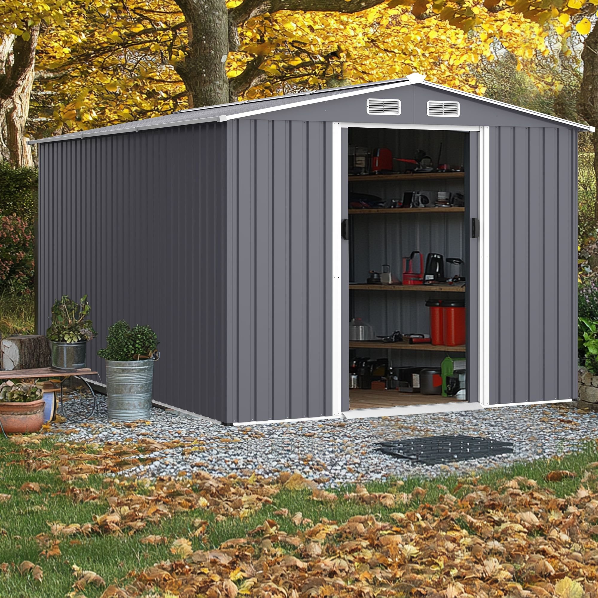 Outdoor Storage Shed 8 x 12 FT Large Metal Tool Sheds