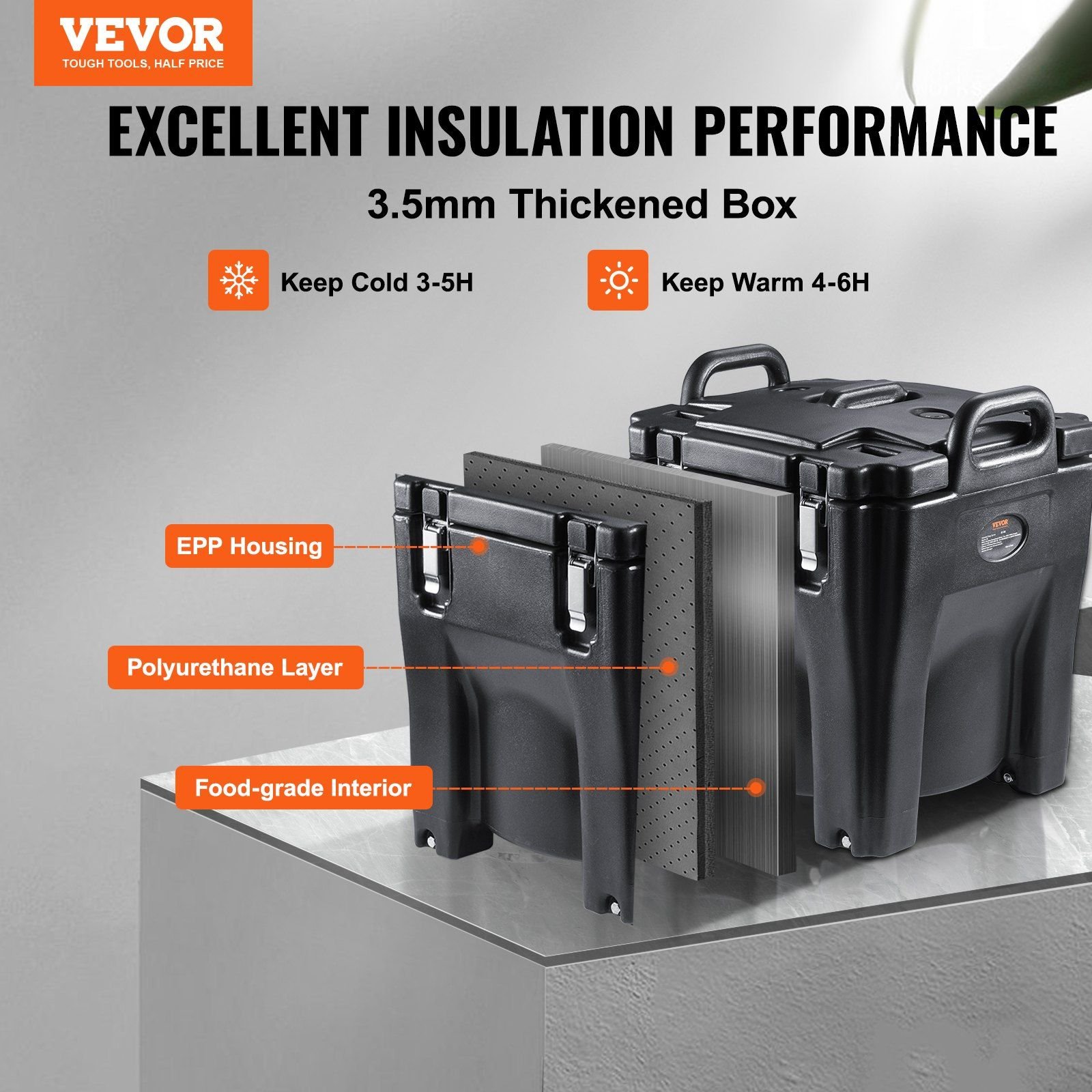 VEVOR Insulated Food Carrier, 32Qt Capacity, Stackable Catering Hot Box ...